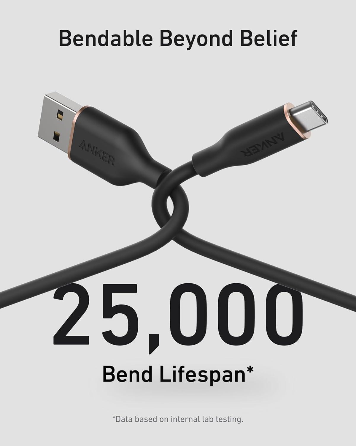 Anker Type C Cable, USB A to USB C Flow Cord, Fast Charging for iPhone ...